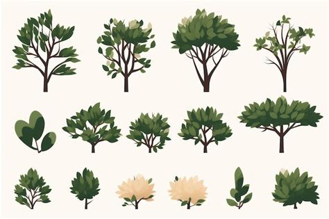 Premium Ai Image Minimalistic Animation Of Bush Set Ai Generated