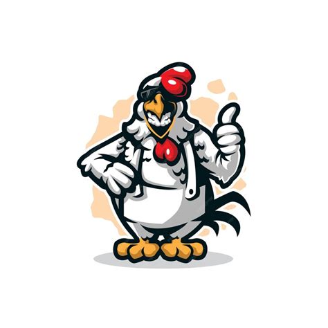 수탉 마스코트 로고 디자인과 배지 엠블럼 및 티셔츠 인쇄를 위한 현대적인 일러스트레이션 컨셉 스타일 스마트 수탉 그림 프리미엄 벡터