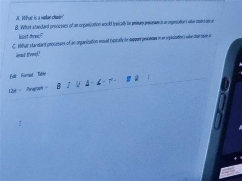 Solved A What Is A Value Chain B What Standard Processes Chegg
