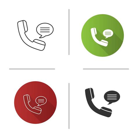 Handset With Speech Bubble Icon Hotline Telephone Support Voice Message Flat Design Linear