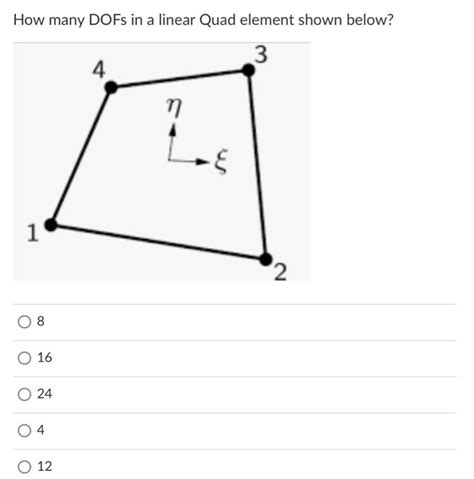 solved how many dofs in a linear quad element shown below 8