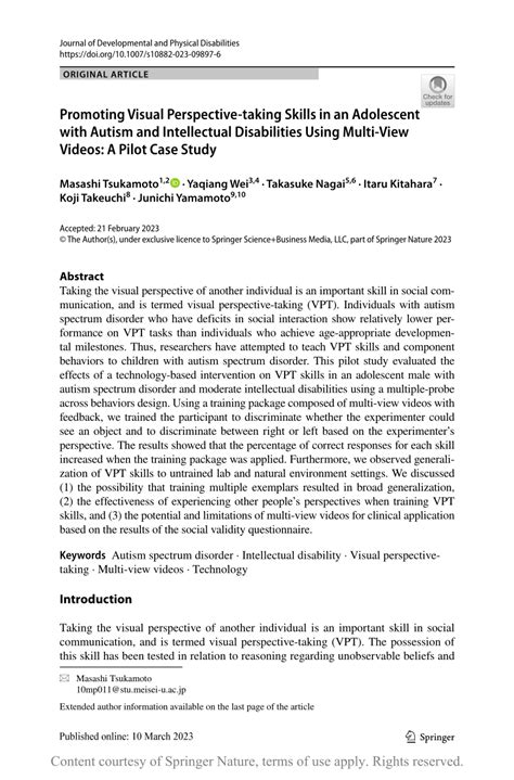 Promoting Visual Perspective Taking Skills In An Adolescent With Autism