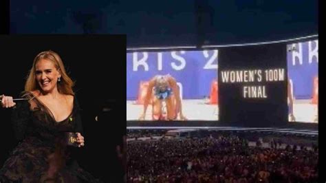 Adele Para Show Para Assistir à Final Dos 100m Feminino Na Olimpíada De