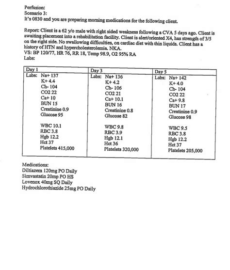Solved Perfusion Scenario 1 It S 0830 And You Are Chegg