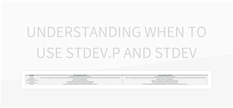 Understanding When To Use Stdev P And Stdev Excel Template And Google