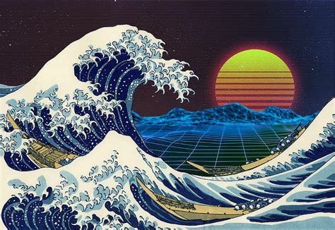 Hd Wallpaper Vaporwave Music Blue Style Purple Yellow Sunset