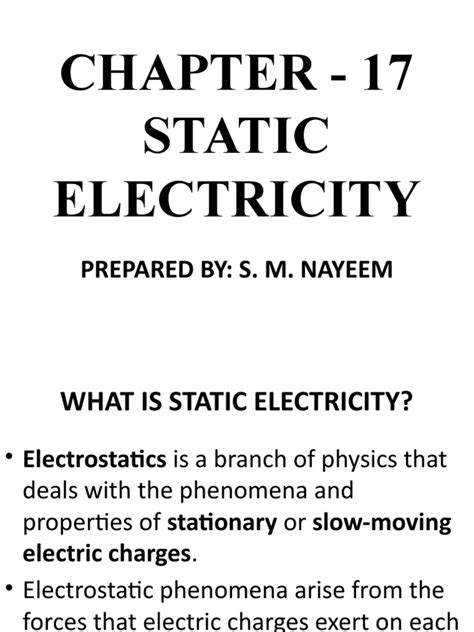 Chapter 17 Static Electricity Pdf Electric Charge Electrostatics