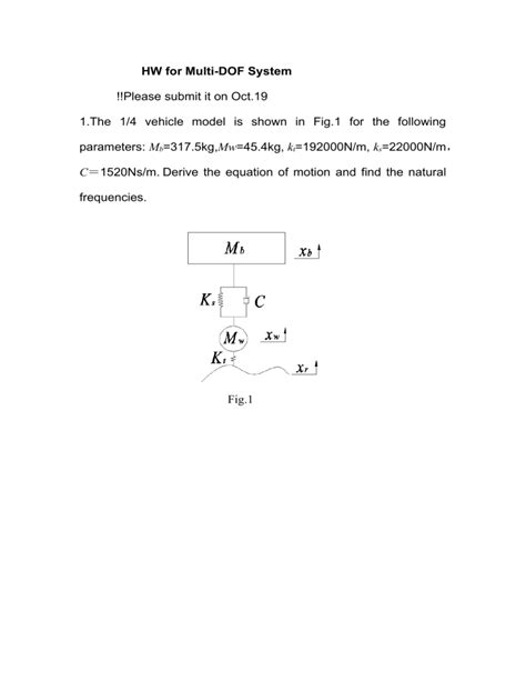 Multi Dof System Homework Vehicle Models And Pendulums