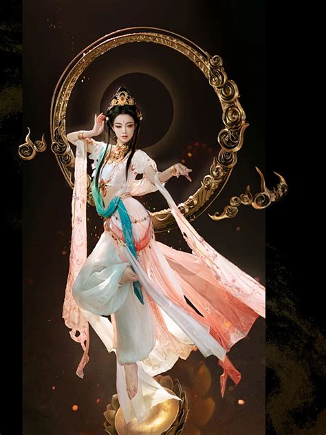 粉色敦煌飞天，出镜：真的菜菜，摄影：七味 花瓣网