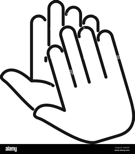 Simple Line Art Illustration Showing Two Hands Clapping Stock Vector