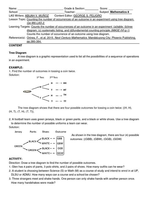 Math 8 Q4 Wk6 Las2 Pdf Career And Growth Teaching Methods And Materials