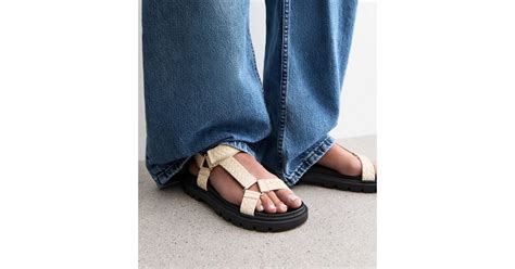 Off White Woven Strap Sandals New Look
