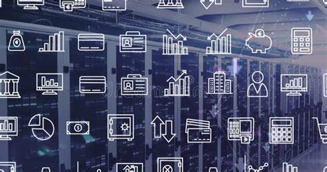 Image Of Interface With Digital Icons And Mosaic Squares Against