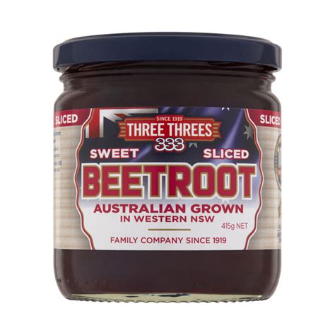 Buy Three Threes Sliced Beetroot 415g Coles