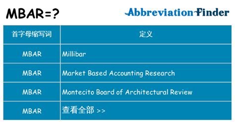 MBAR是什么意思 MBAR的全称 在线英文缩略词查询