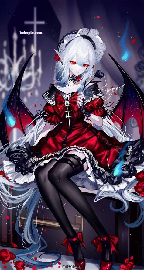 恶魔 小女孩 白发 赤眼图片 尺寸1067x2000 Bobopic