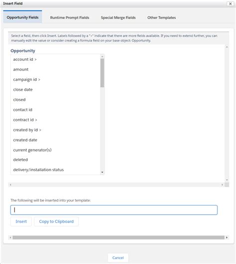 The Template Editor Insert Field Button S Docs Knowledge Base