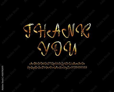 Gold Cursive Font Handwritten Script Golden Alphabet Calligraphy Cursive Typeface Stock Vector