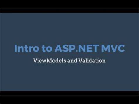 Intro To ASP NET Core MVC ViewModels And Validation YouTube