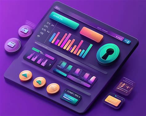 Modern Digital Dashboard With Security Lock Icon And Colorful Charts