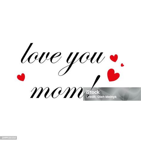 Love You Mom Greeting Card Hand Drawn Mothers Day Background Modern
