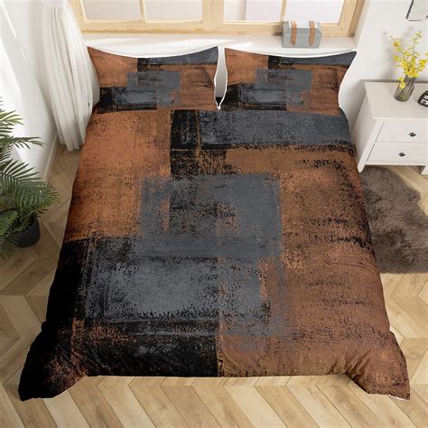 Black Brown And Grey Bedding Set For Adults Queengrunge Watercolor