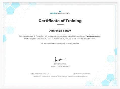 I Get Certificate Of Completing Web Development From Internshala 2023