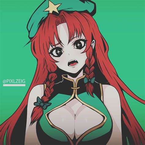 Pixlzeig — 🥴 Fanart Lineart Touhou Meiling Hongmeiling