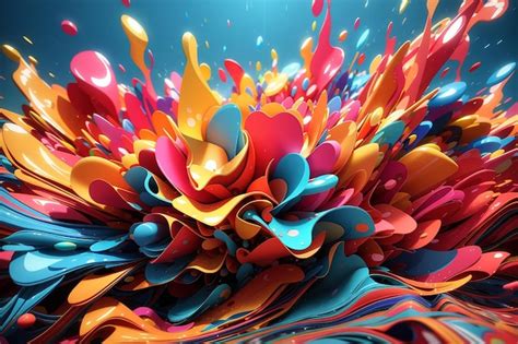 Premium Ai Image Abstract Colorful Splash 3d Background Generative Ai