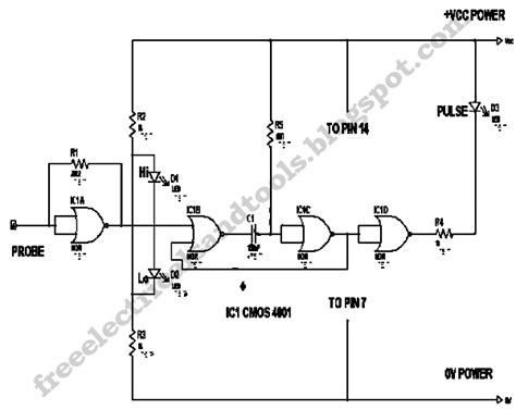 Free Schematic Diagram Logic Probe With Pulse Indicator Circuit