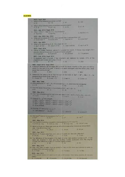 Mathematics Practice Problems For Board Exam In Electrical Engineering