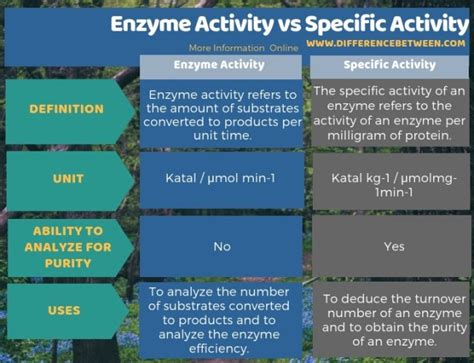 Difference Between Enzyme Activity And Specific Activity Compare The Difference Between