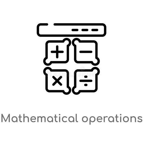 Outline Mathematical Operations Vector Icon Isolated Black Simple Line