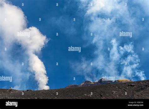 Active Volcanic Steam Vents On Mount Etna Europes Highest Volcano