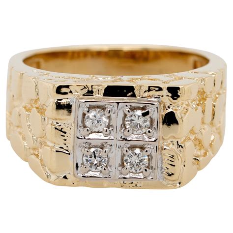 14k Solid Yellow Gold Nugget Mens Big Band Ring At 1stdibs Big Gold