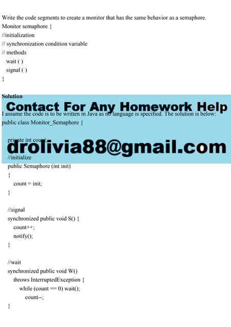 Write The Code Segments To Create A Monitor That Has The Same Behavipdf