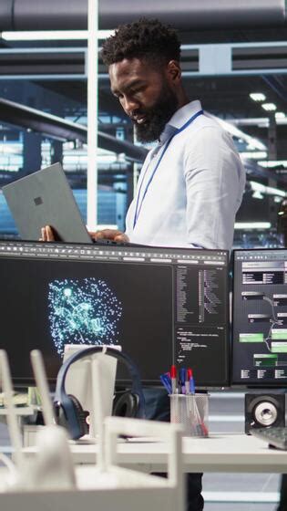 Vertical Data Center Engineer Doing Node Tree Programming To Optimize