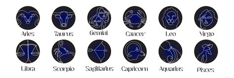 Premium Vector Astrological Zodiac Signs In Line Art Style On Dark