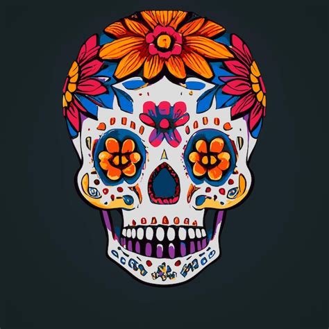 Premium Photo A Colourful Traditional Calavera Sugar Skull Decorated