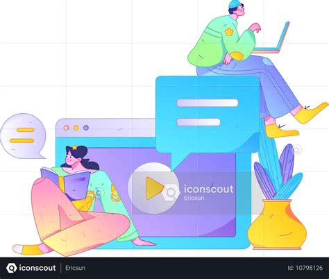 Students Learning Via Video Tutorial Illustration Free Download