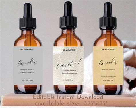 Editable Dropper Bottle Label Template Natural Cosmetics Packaging