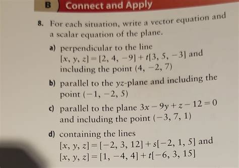 Solved For Each Situation Write A Vector Equation And A Chegg