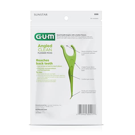 GUM 898R4 Angled Flossers Fresh Mint 75 Count Pack Of 4 300