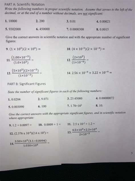 Solved PART A Scientific Notation Write The Following Chegg