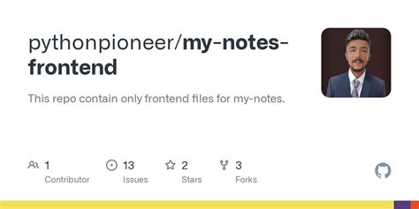Github Pythonpioneermy Notes Frontend This Repo Contain Only Frontend Files For My Notes