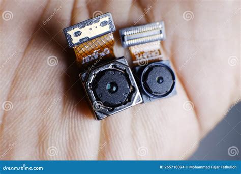 Tiny Small Smarthphone Camera Module In Fingertip Stock Photo Image