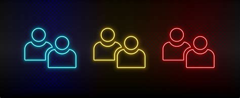 네온 아이콘 세트 아바타 사용자 빨간색 파란색 노란색 네온 벡터 아이콘 세트 0명에 대한 스톡 벡터 아트 및 기타 이미지 0