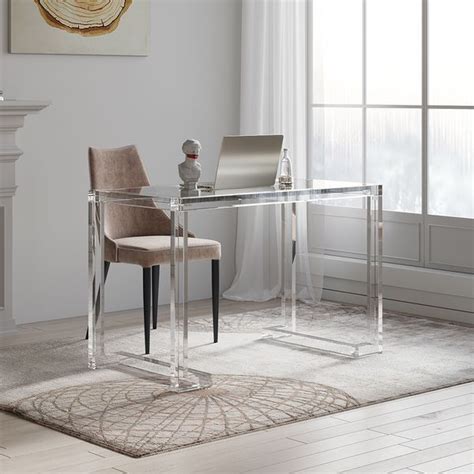 Savea 472 Modern Rectangular Clear Tempered Glass Office Writing Desk