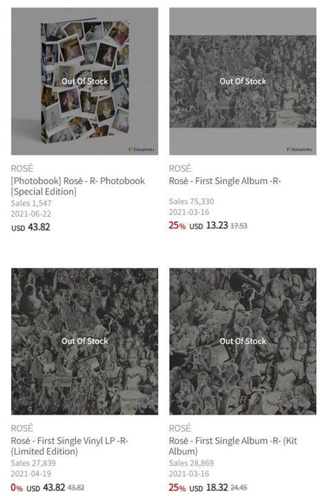 ROSÉ CHARTS on Twitter ROSÉ st Single Album R regular LP and Kit are all Out of Stock in