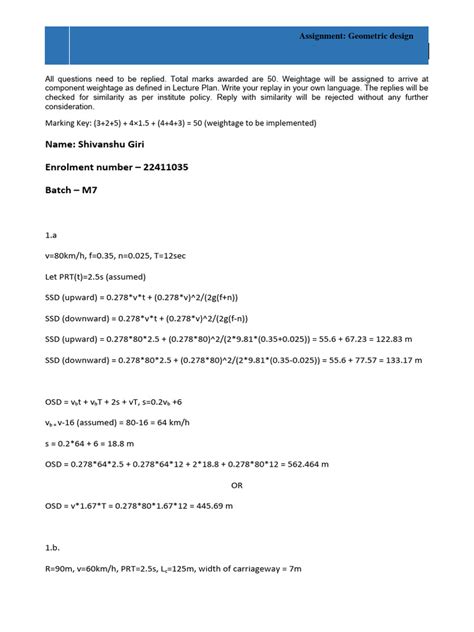 Assignment 4 Worksheet Shivanshugiri 22411035 Pdf Road Lane